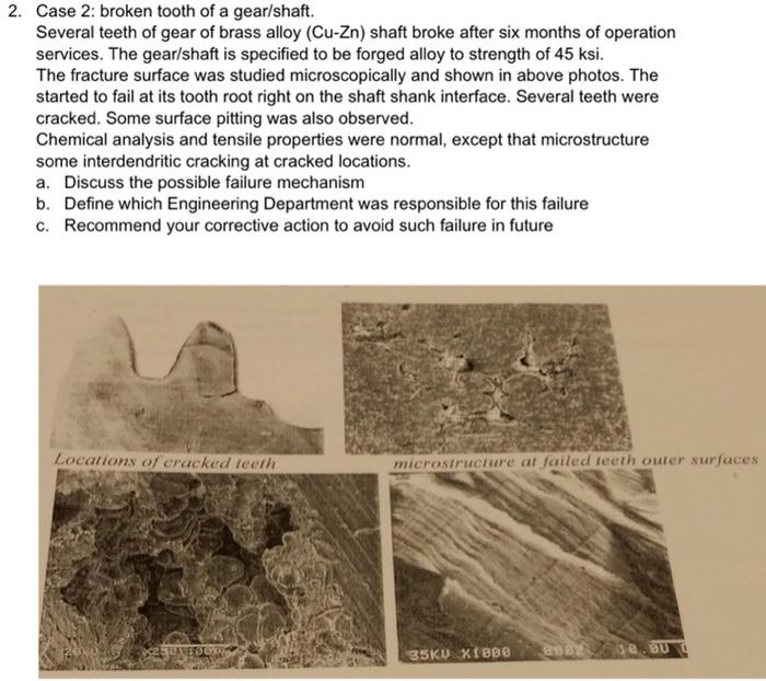 Solved Case 2: broken tooth of a gear/shaft. Several teeth | Chegg.com