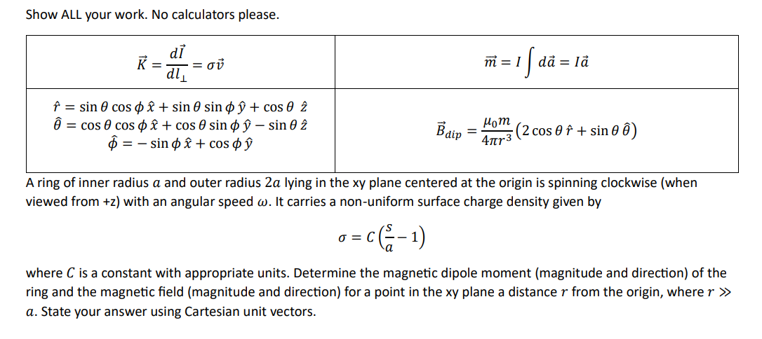 Solved Show ALL your work. No calculators | Chegg.com