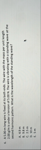 Solved A 5.00-m ﻿long wire is fixed at its both ends. The | Chegg.com