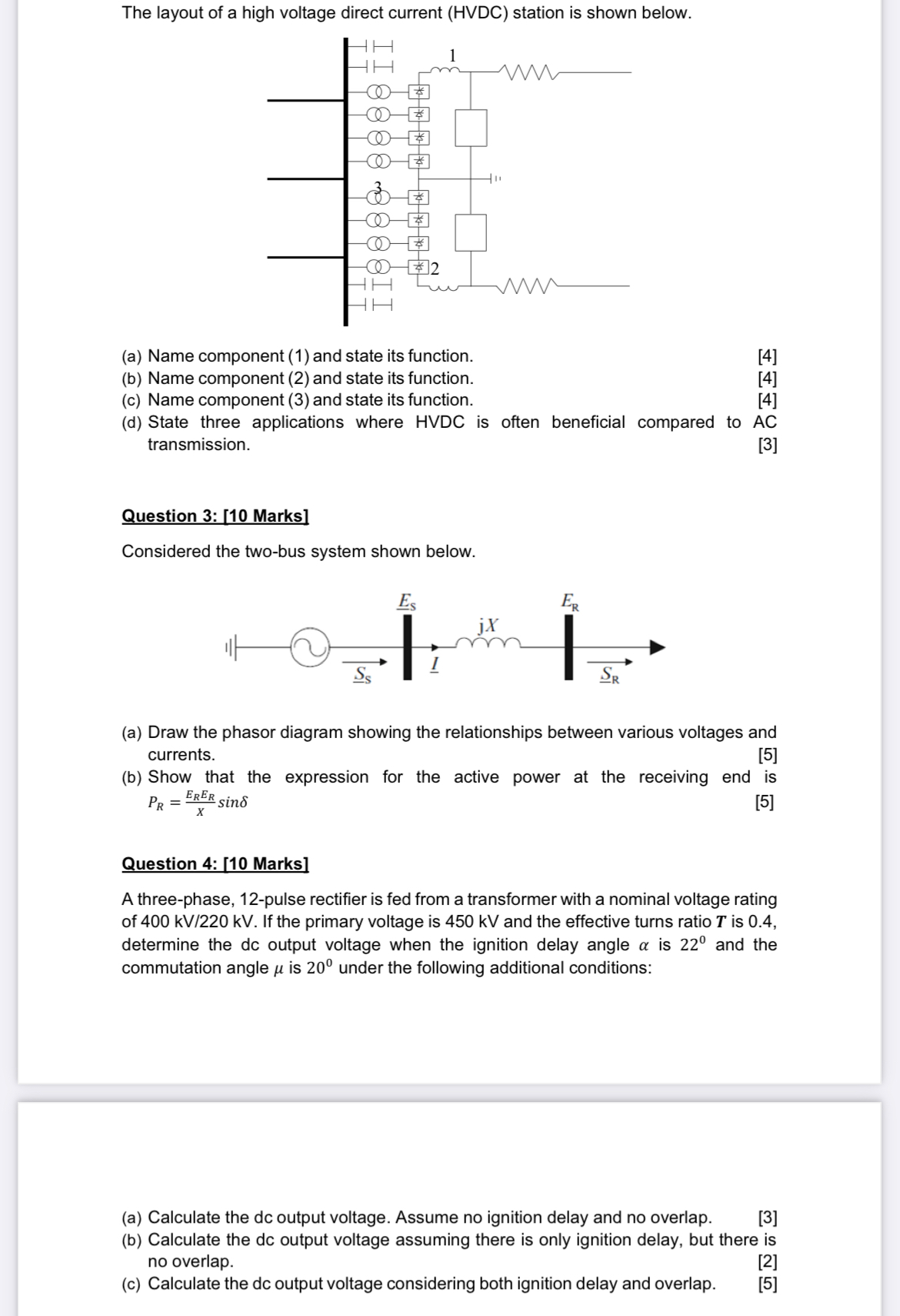 Solved The layout of a high voltage direct current (HVDC) | Chegg.com