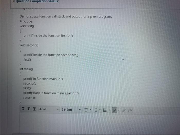 Solved Question Completion Status: 4 Demonstrate function | Chegg.com