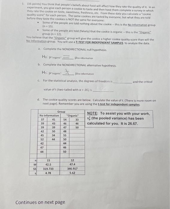 Solved 1. (16 points) You think that people's beliefs about | Chegg.com
