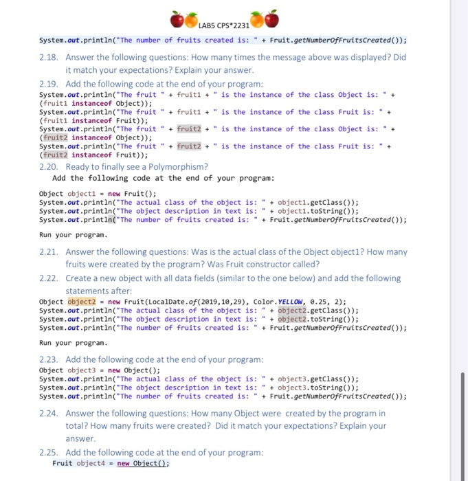 - Class Fruit is on top of inheritance hierarchy, it | Chegg.com