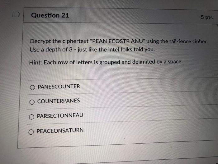 Solved Given the following: - Plaintext: HARDWIRED - Key: | Chegg.com