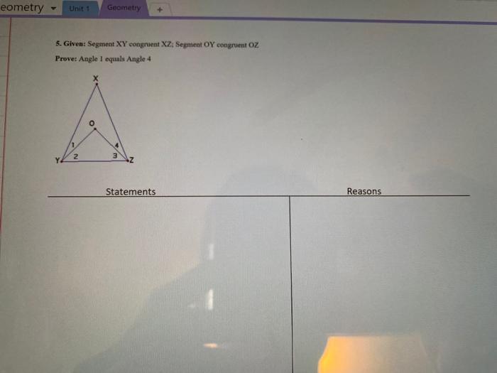 Solved eometry Unit 1 Geometry 5. Given: Segment XY | Chegg.com