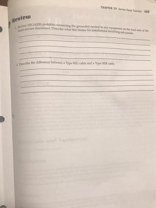 Solved CHAPTER 19 Service Panel Trim-Out 469 Review 1 | Chegg.com
