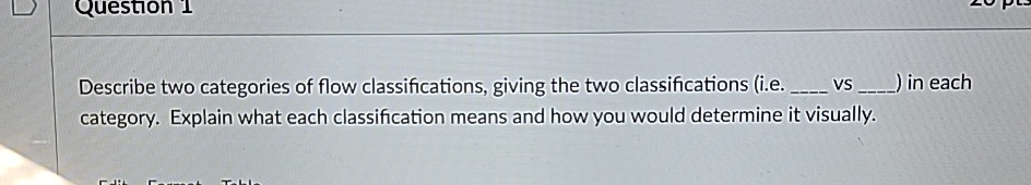 Solved Describe two categories of flow classifications, | Chegg.com