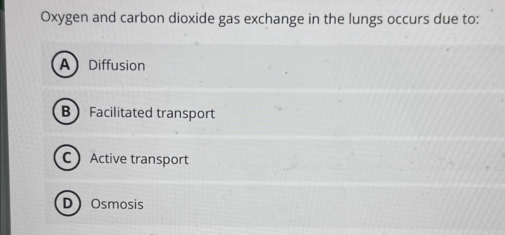 Solved Oxygen and carbon dioxide gas exchange in the lungs | Chegg.com