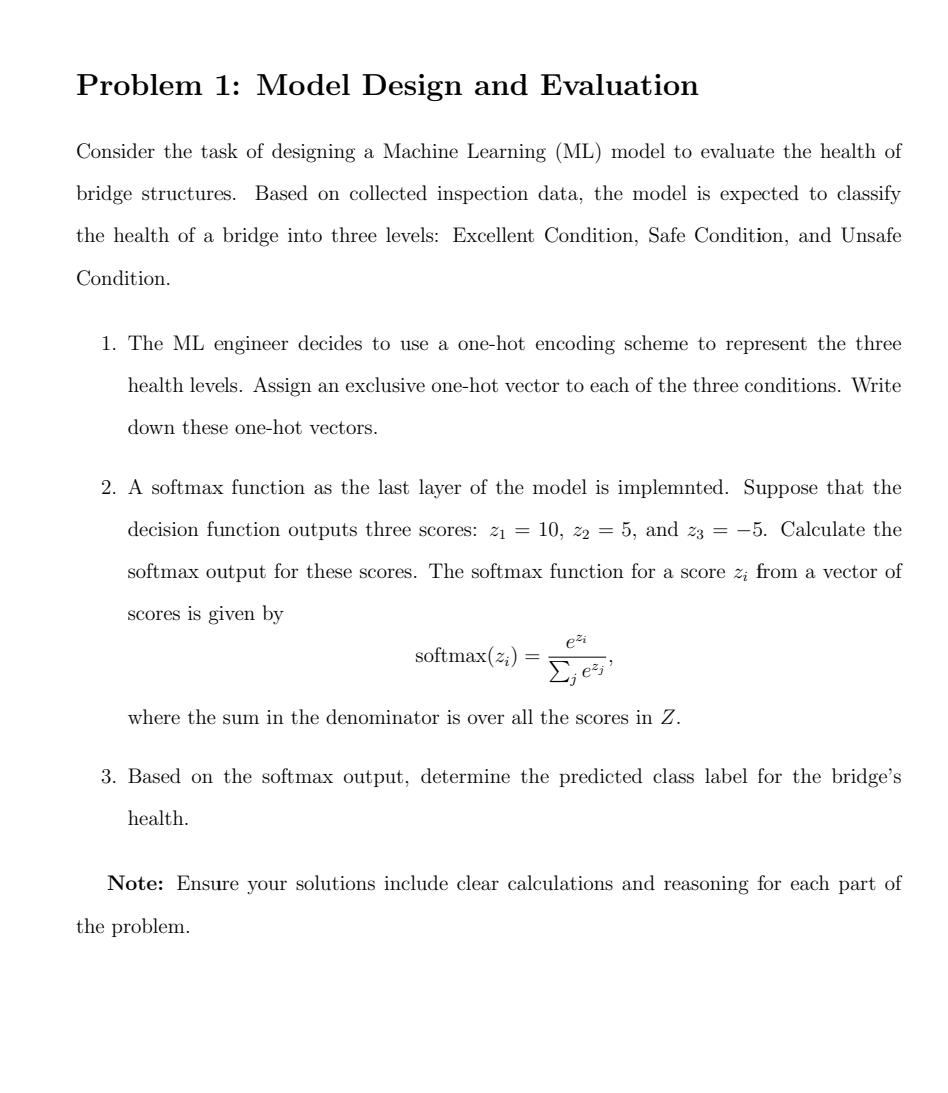 Solved Problem 1: Model Design and EvaluationConsider the | Chegg.com