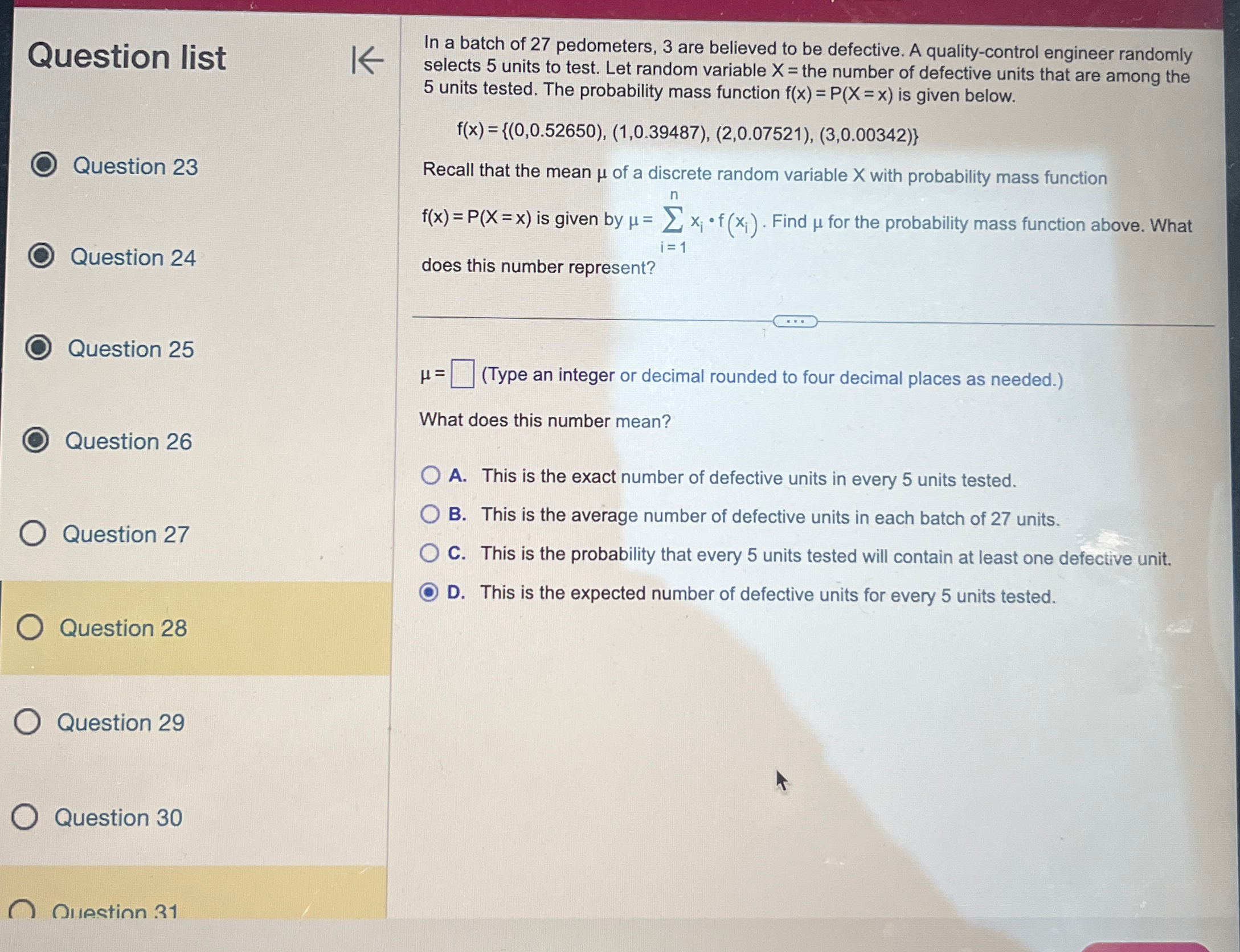 Solved Question listQuestion 23Question 24Question | Chegg.com