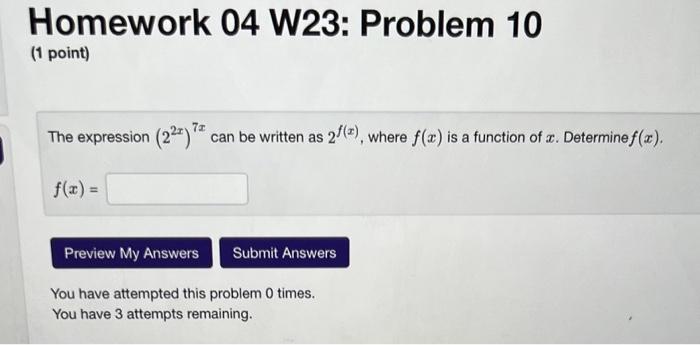 Solved Homework 04 W23: Problem 10 (1 point) The expression | Chegg.com