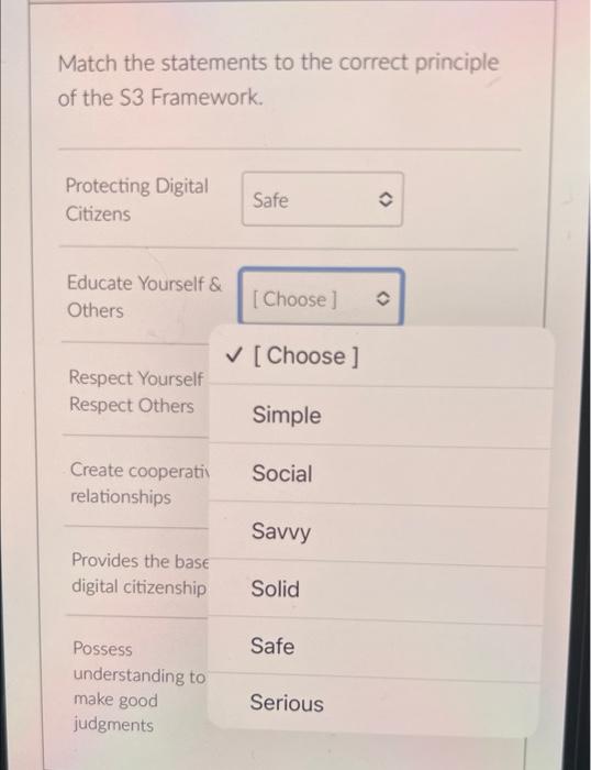 Match the statements to the correct principle of the | Chegg.com
