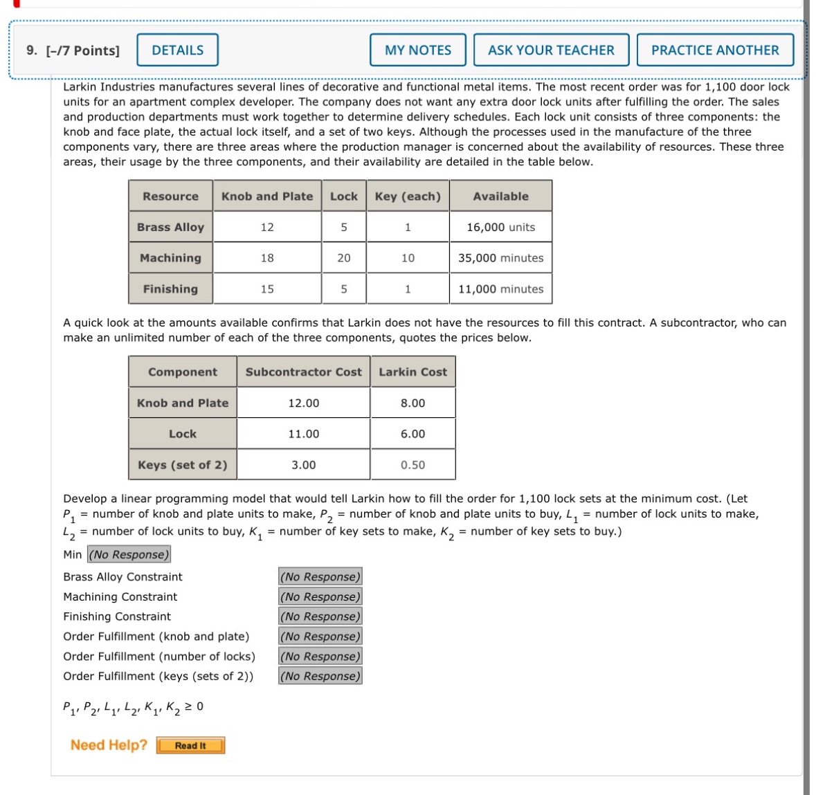 Solved Points]Larkin Industries manufactures several lines | Chegg.com