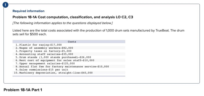 Solved Exercise 18-6 Cost classification LO C3 Tesla, a | Chegg.com