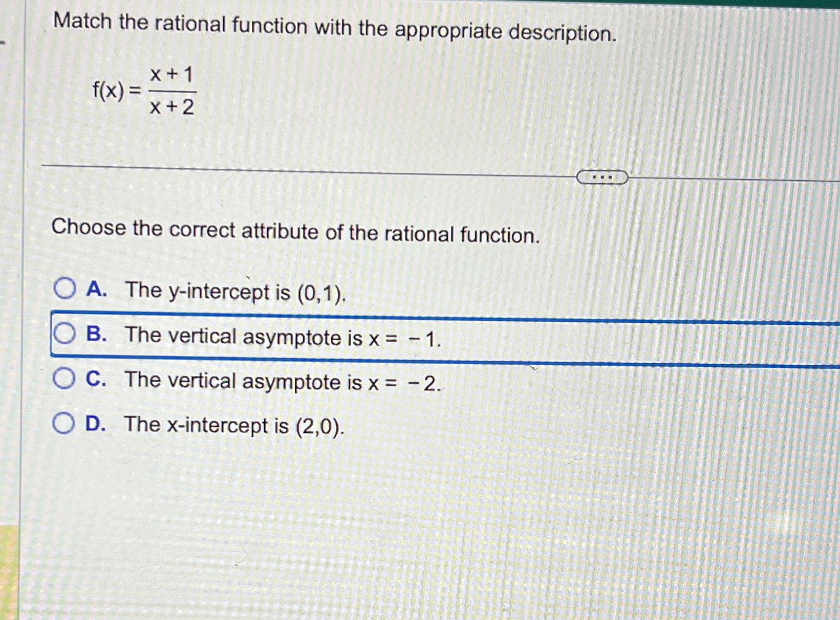 Solved Match the rational function with the appropriate | Chegg.com