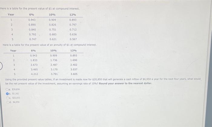 Solved Here is a table for the present value of $1 at | Chegg.com