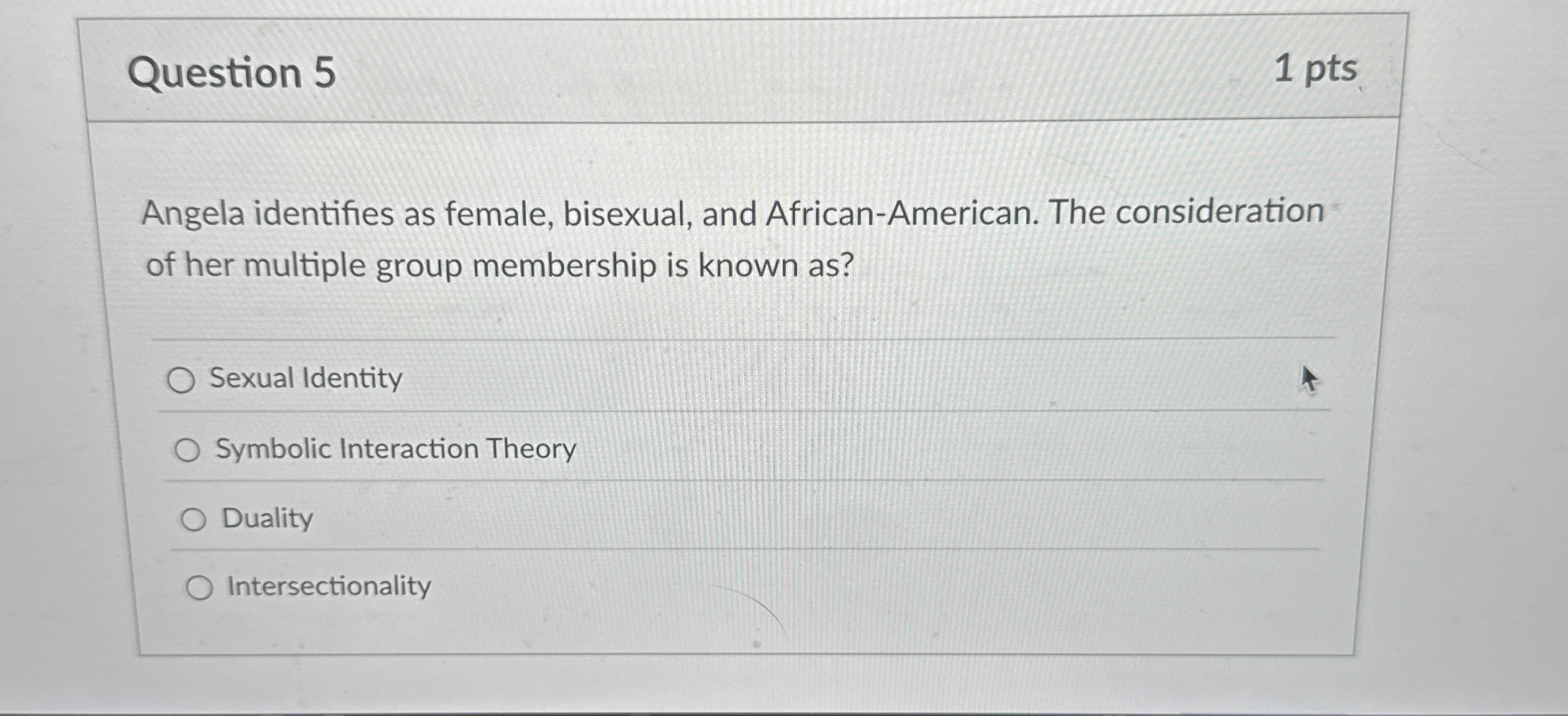 Question 51 ﻿ptsAngela identifies as female, | Chegg.com
