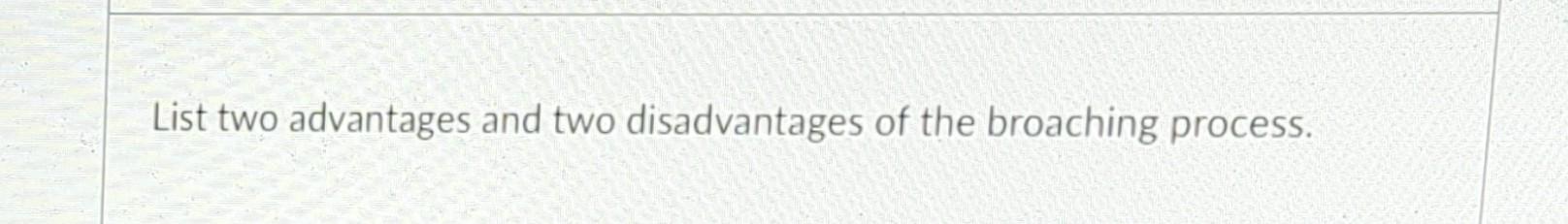 Solved List two advantages and two disadvantages of the | Chegg.com