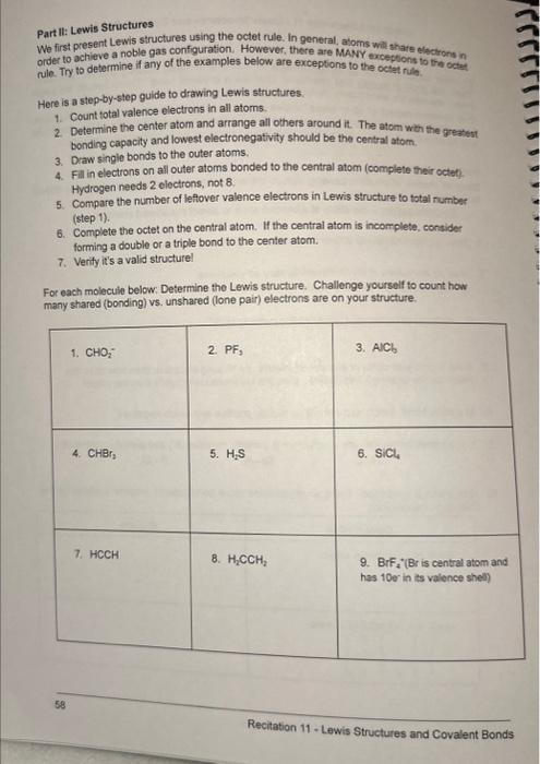 Solved Part It: Lewis Structures We first present Lewis | Chegg.com