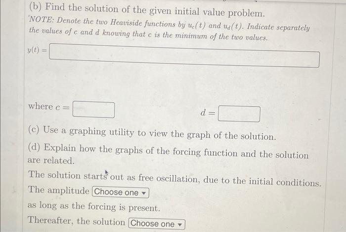 Solved Consider the following initial value problem: y" + | Chegg.com