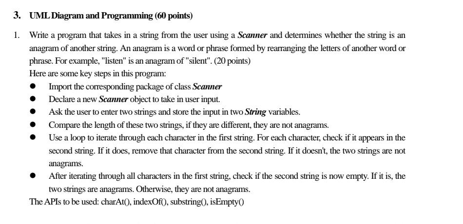 Solved 3. UML Diagram and Programming ( 60 points) 1. Write | Chegg.com Solved 3. UML Diagram and Programming ( 60 points) 1. Write | Chegg.com