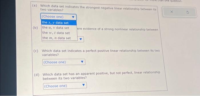 Solved Below are four bivariate. data sets and their scatter | Chegg.com