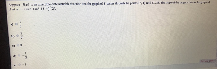 Solved Suppose f(x) is an invertible differentiable function | Chegg.com