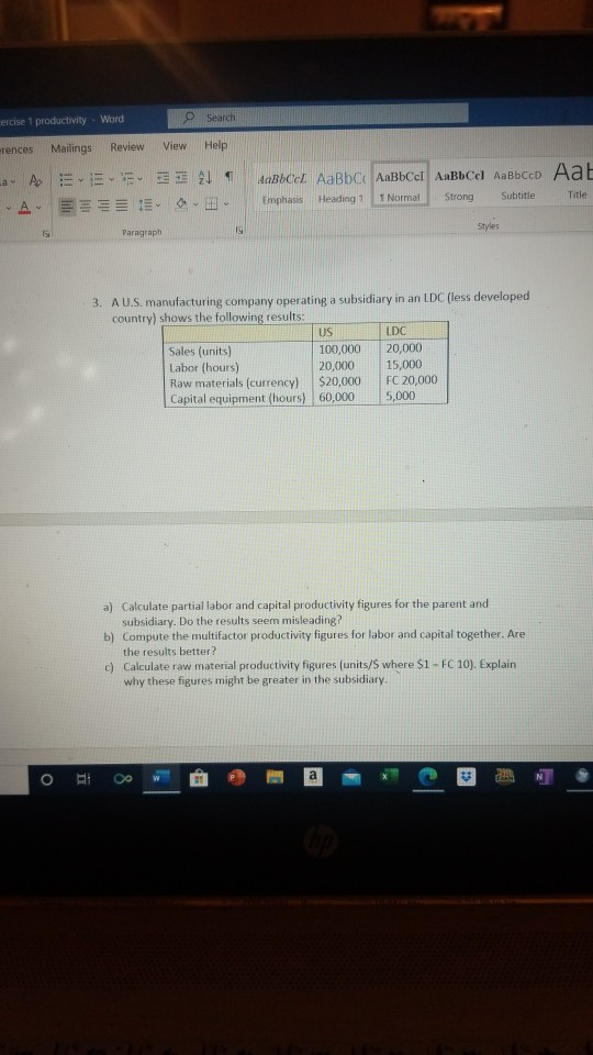 Solved ercise 1 productivity - Word Search erences Mailings | Chegg.com