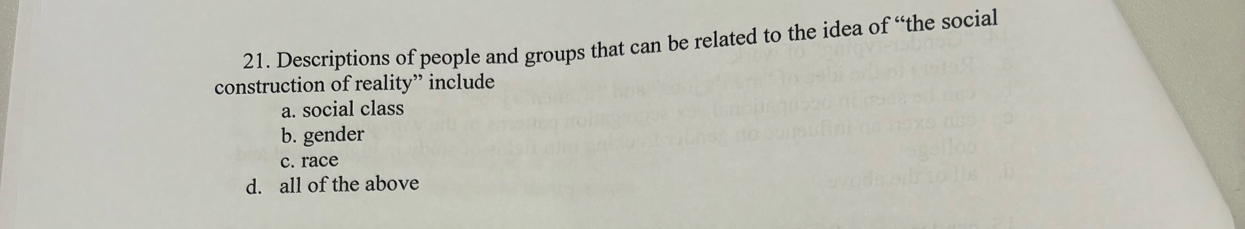 Solved Descriptions of people and groups that can be related | Chegg.com