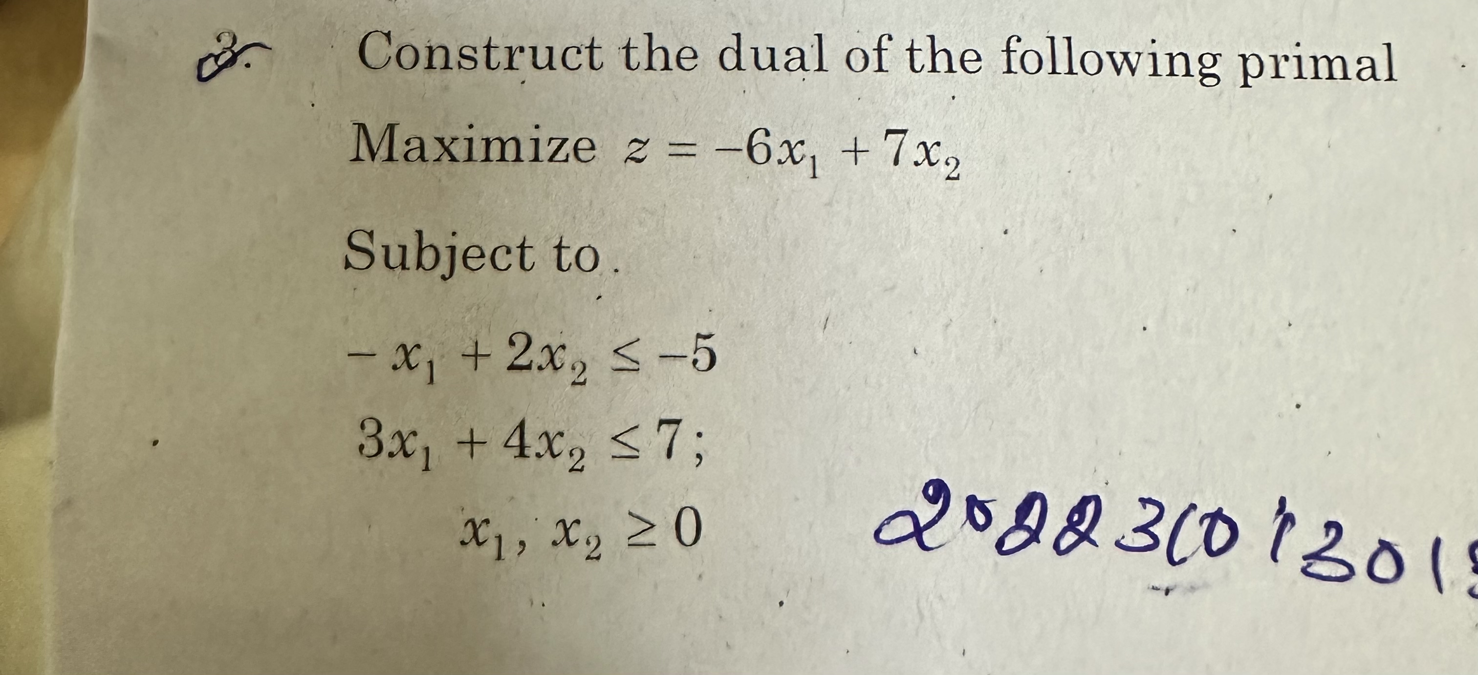Solved Construct the dual of the following primalMaximize | Chegg.com