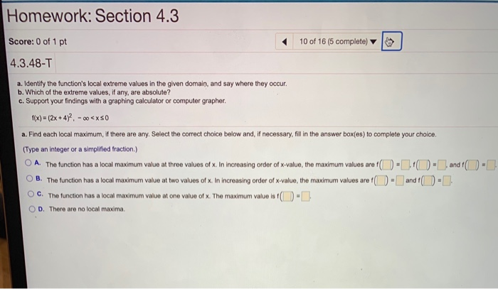 Solved Homework: Section 4.3 Score: 0 of 1 pt 10 of 16 (5 | Chegg.com
