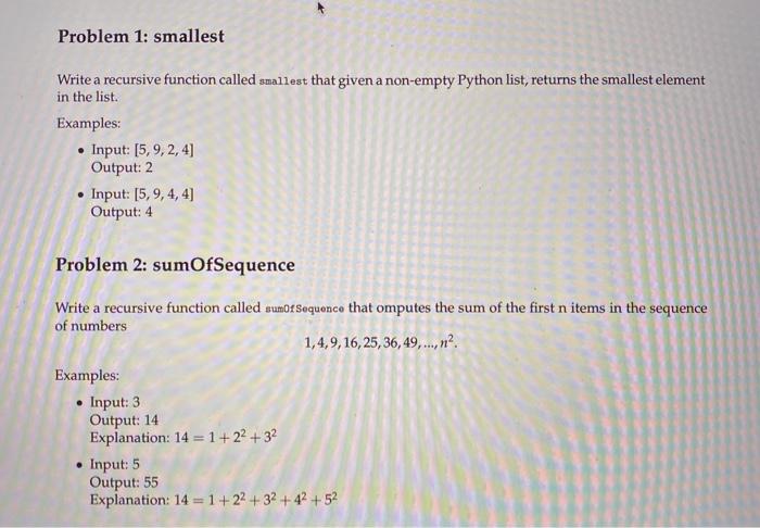 Solved Please use Python and the recursion template | Chegg.com