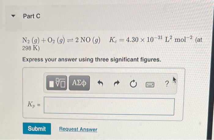 Solved N2O4(g)⇌2NO2(g)Kc=5.9×10−3 mol L−1 Express your | Chegg.com