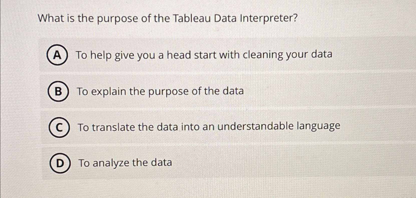 Solved What is the purpose of the Tableau Data | Chegg.com