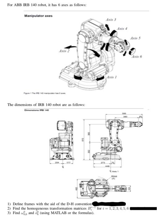 Solved For ABB IRB 140 robot, it has 6 axes as follows: | Chegg.com