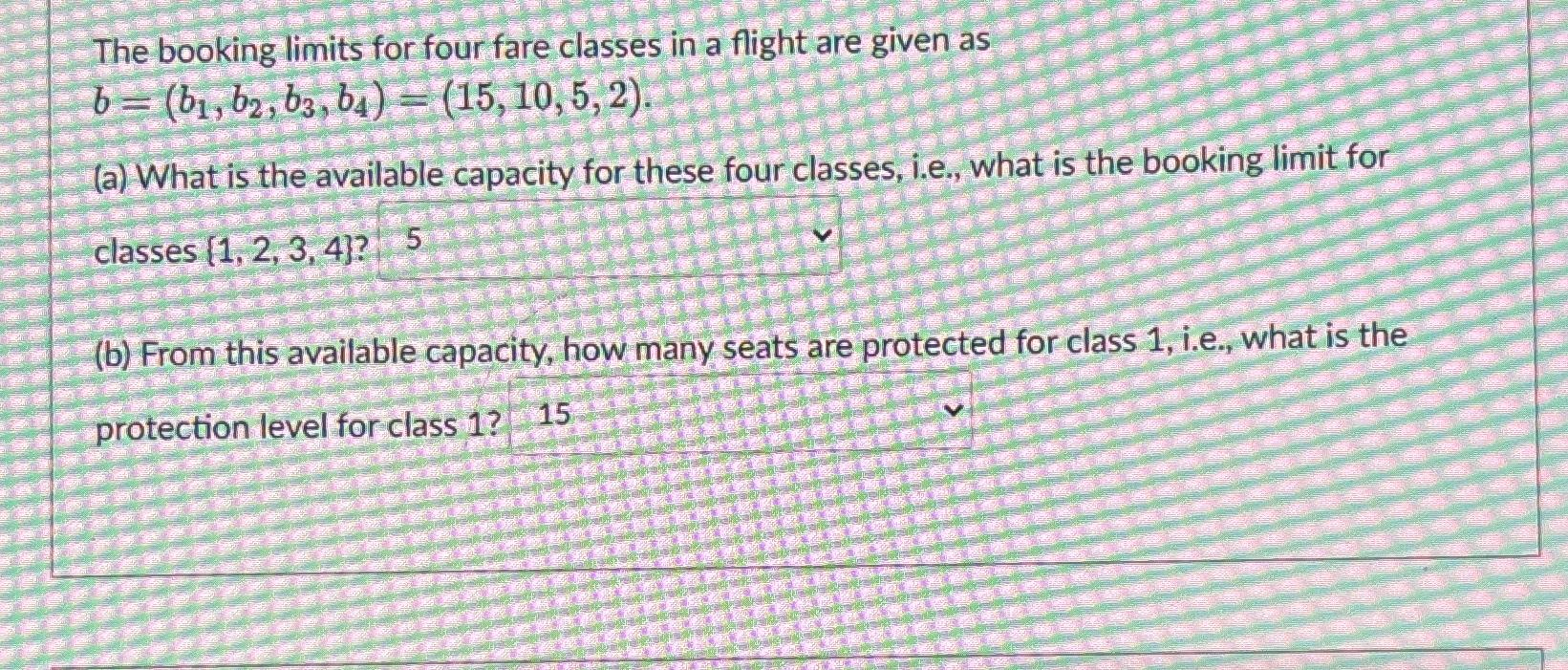 Solved The booking limits for four fare classes in a flight | Chegg.com