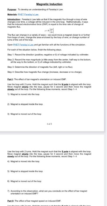 Materials: PHET Faraday'a Lmw. Introduction: | Chegg.com