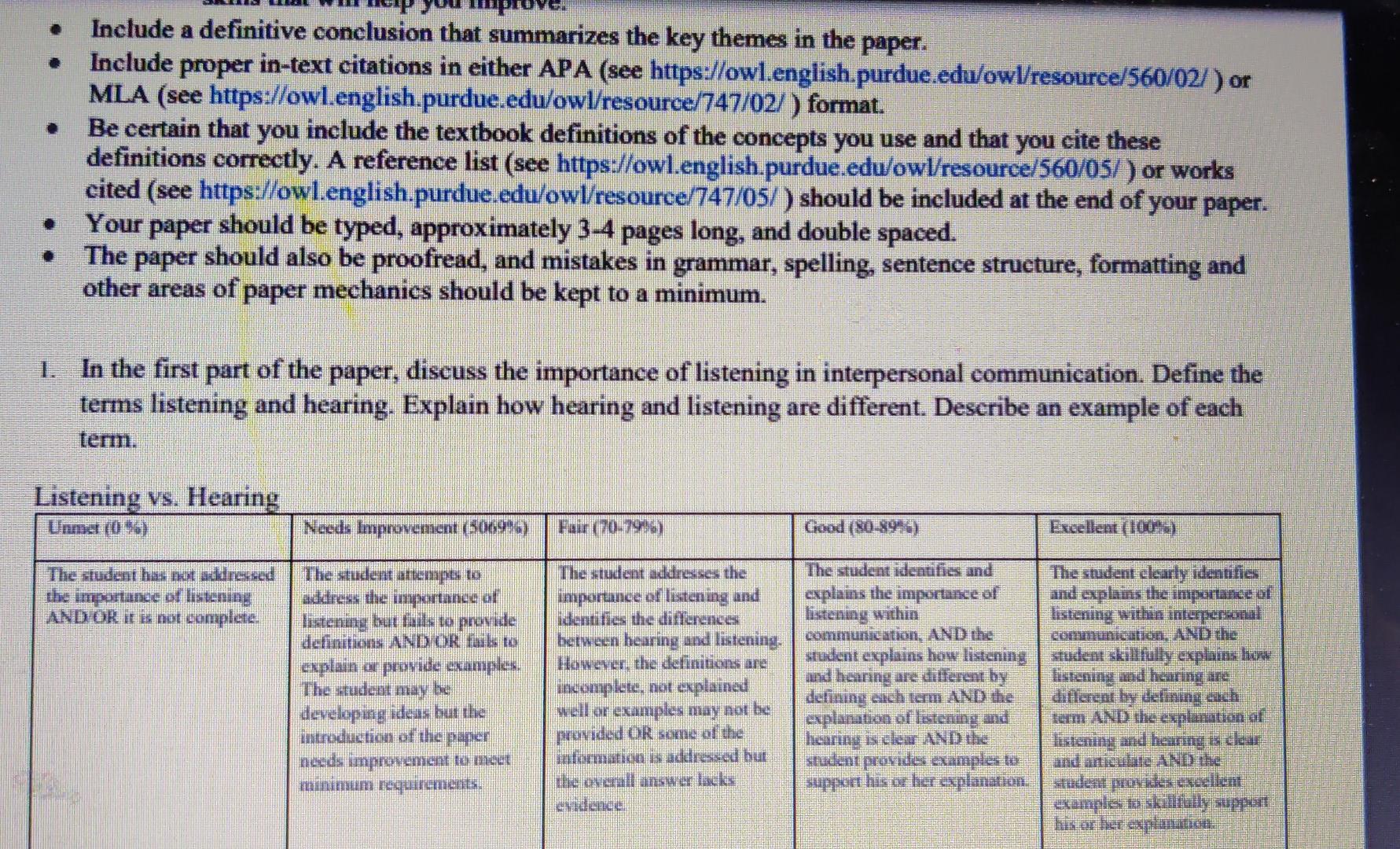 Solved Writing Assignment 2: Listening Styles Assignment | Chegg.com