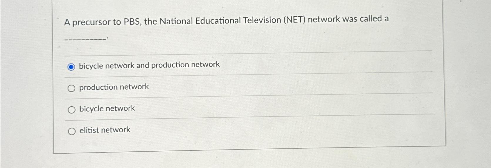 Solved A precursor to PBS, ﻿the National Educational | Chegg.com