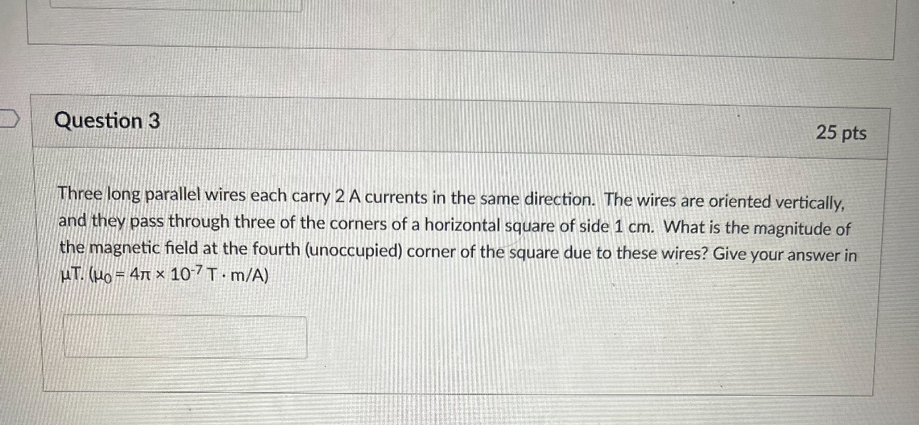 Solved Question 3Three long parallel wires each carry 2 ﻿A | Chegg.com