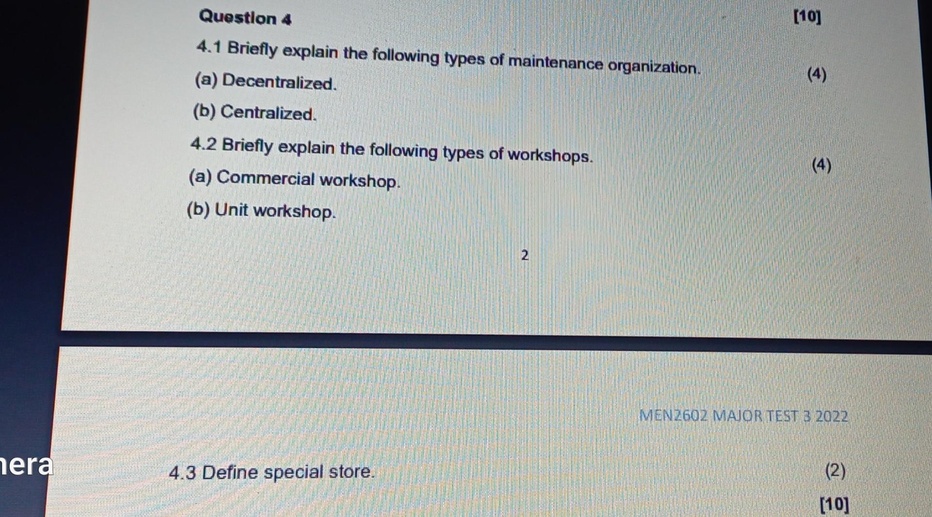 Solved 4.1 Briefly explain the following types of | Chegg.com