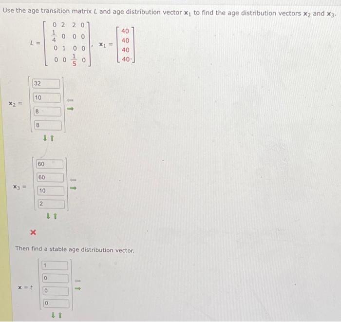 Solved Use the age transition matrix L and age distribution | Chegg.com