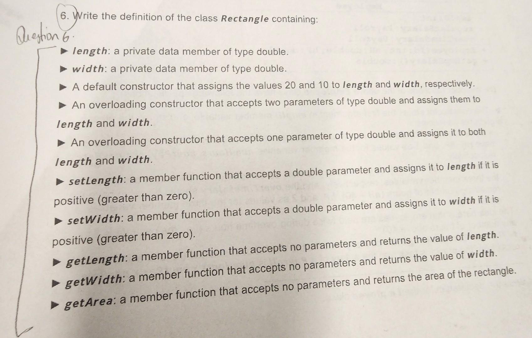 Solved 6. Write the definition of the class Rectangle | Chegg.com