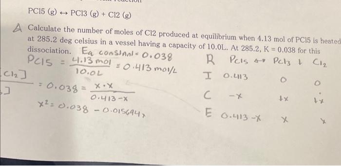 Solved PCl5( g)↔PCl3( g)+Cl2( g) A Calculate the number of | Chegg.com