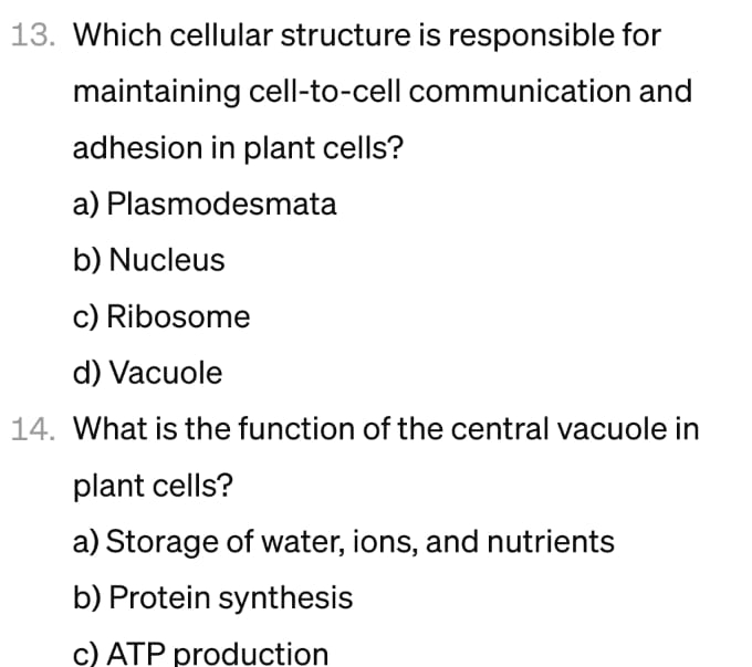 Which cellular structure is responsible for | Chegg.com