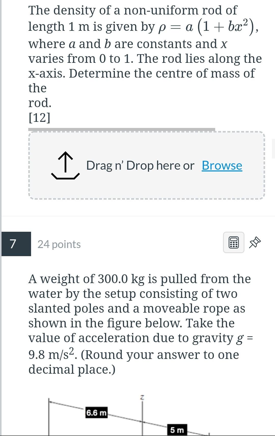 Solved The density of a non-uniform rod of length 1 m is | Chegg.com