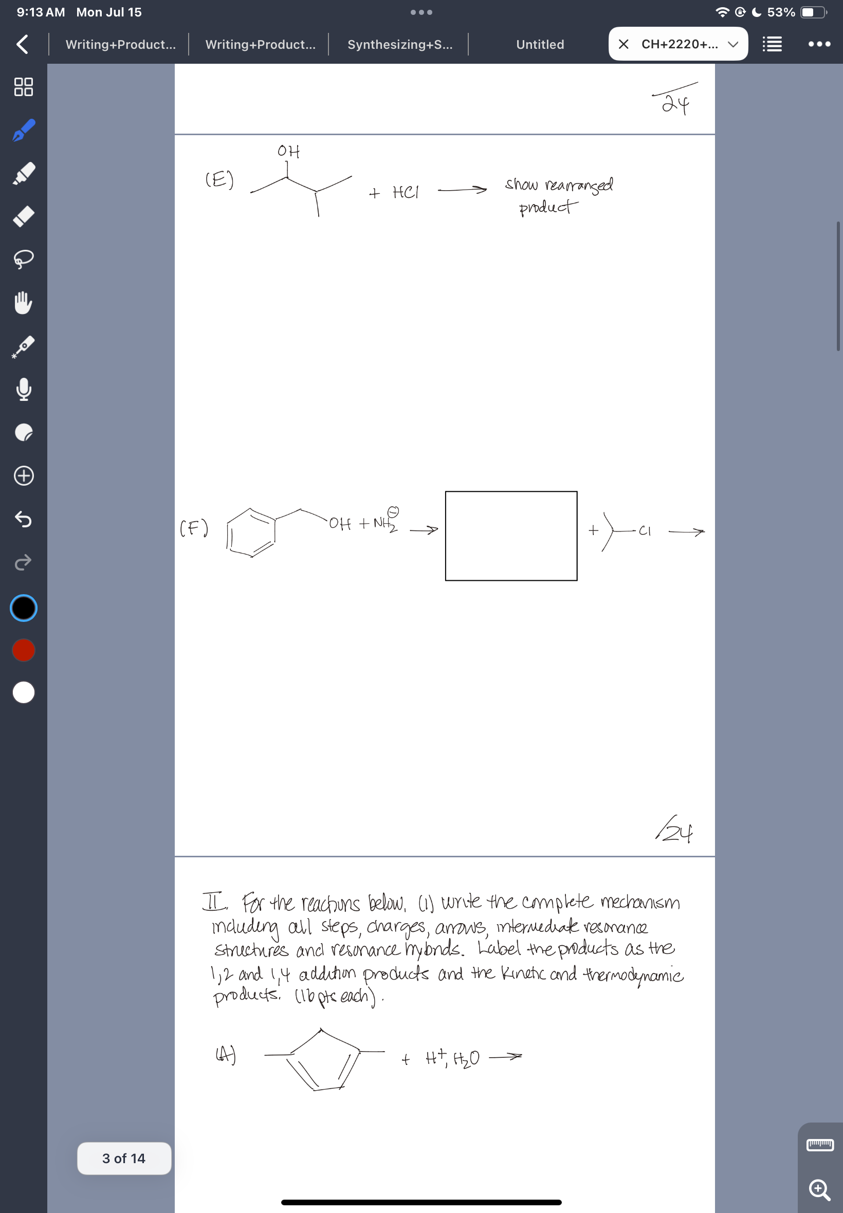 Solved II. ﻿For the reactions below, (1) ﻿write the complete | Chegg.com