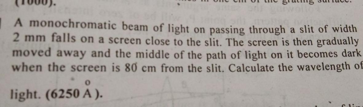 Solved A monochromatic beam of light on passing through a | Chegg.com