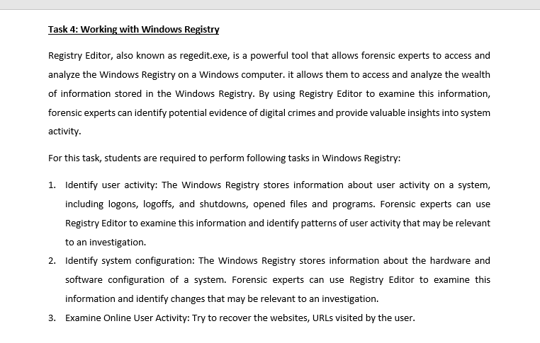 Solved Task 4: Working with Windows RegistryRegistry Editor, | Chegg.com Solved Task 4: Working with Windows RegistryRegistry Editor, | Chegg.com