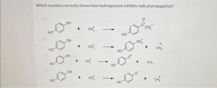 Solved Which reaction correctly shows how hydroquinone | Chegg.com